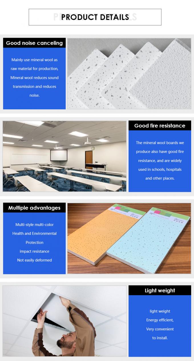 600x600mm Acoustic Mineral Fiber Ceiling Board Tiles with Hole Surface
